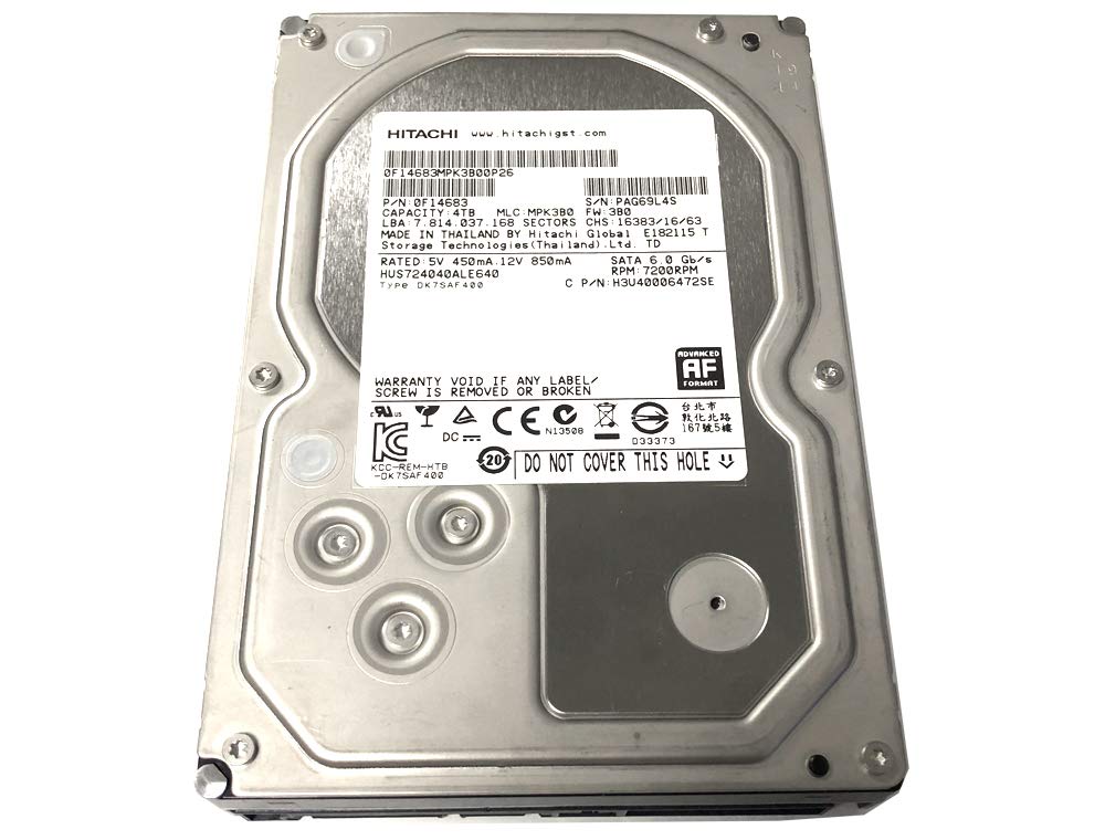 HGST Ultrastar 3.5-Inch 4TB 7200RPM SATA III 6Gbps 64MB Cache Enterprise Hard Drive with 24x7 Duty Cycle (0F14683) (Renewed)