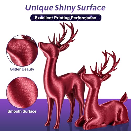 ERYONE Sparkly Glitter Shining PLA Filament for 3D Printer, 1.75mm +/-0.03mm, 1kg(2.2LBS)/Spool, Red