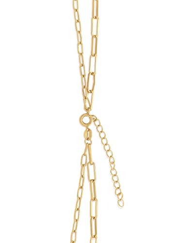 Amazon Essentials 14K Gold Plated 2 Row Chain Layer Necklace, Yellow Gold