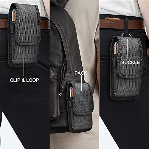 Tiflook for Samsung Galaxy S22 Ultra S23 S21 S20 FE S10 S9 S8 A12 A32 A52 A02S A13 Note 20 Ultra Note 10 Plus Holster Belt Case with Clip Heavy Duty Rugged Nylon Cell Phone Pouch Card Holder,Black