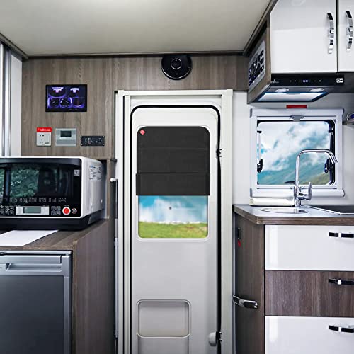 Beletops Foldable Velcro RV Door Window Shade,Camper Door Shade, Thin Shade Ready RV Window Shade,Blocking The Sun's Rays Makes The Interior of The RV Dark for RV Accessories Shade【25''x16''】 Black