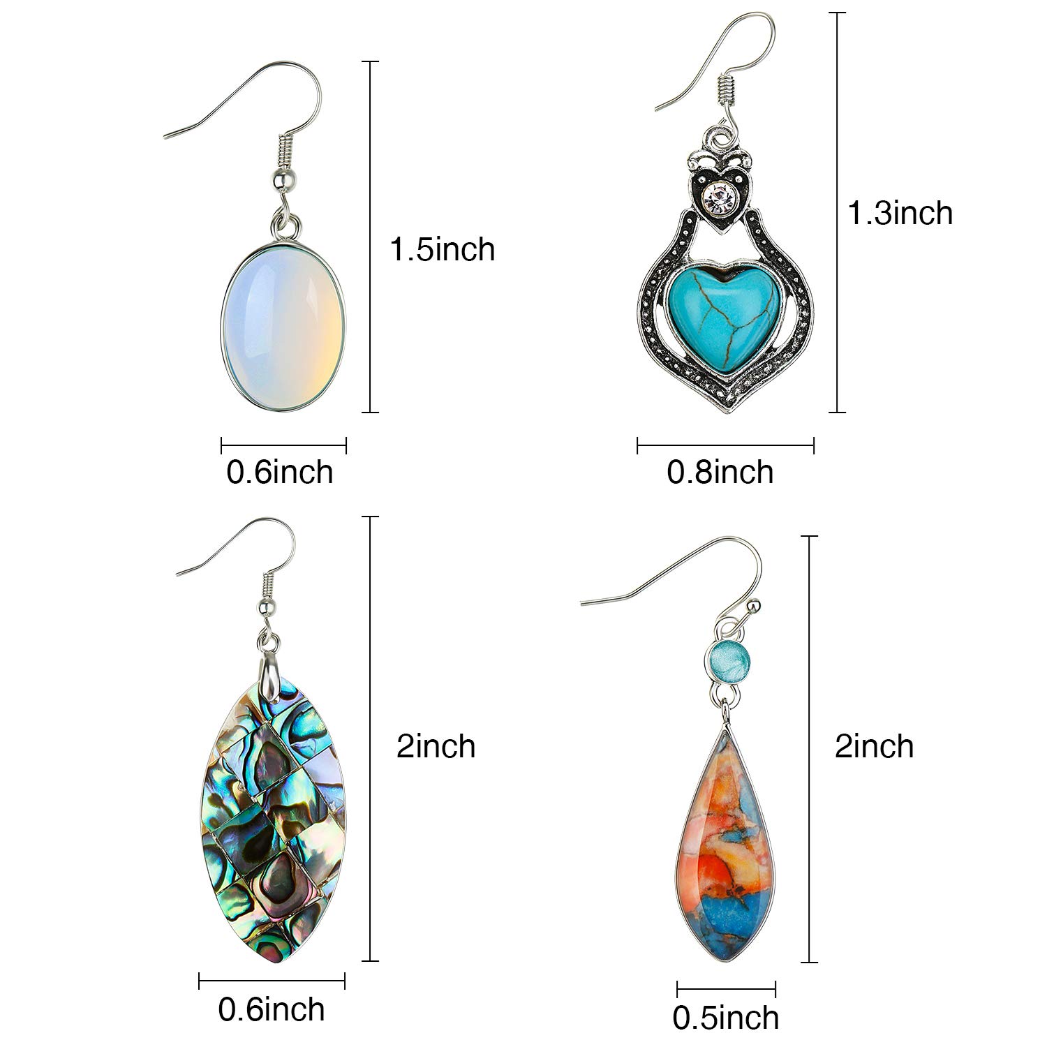 4 Pairs Bohemian Vintage Dangle Earrings Retro Rhinestone Earrings Boho Dangle Drop Earrings for Women (Fresh Style)