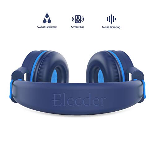 ELECDER i37 Kids Headphones Children Girls Boys Teens Foldable Adjustable On Ear Headphones 3.5mm Jack Compatible Cellphones Computer MP3/4 Kindle School Tablet Blue/Light Blue