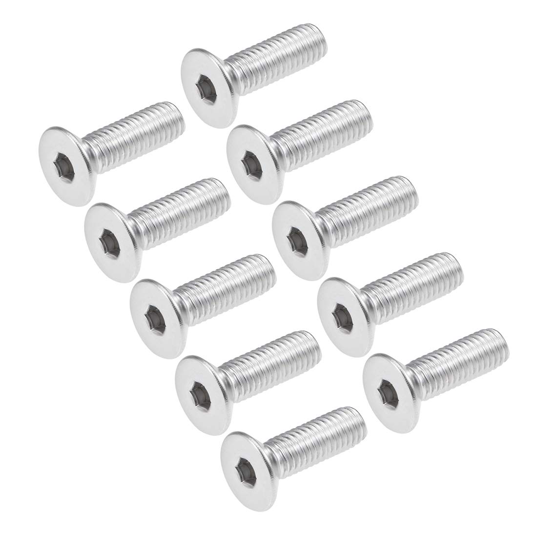 uxcell M5x16mm Flat Head Machine Screws Inner Hex Screw 304 Stainless Steel Fasteners Bolts 20Pcs
