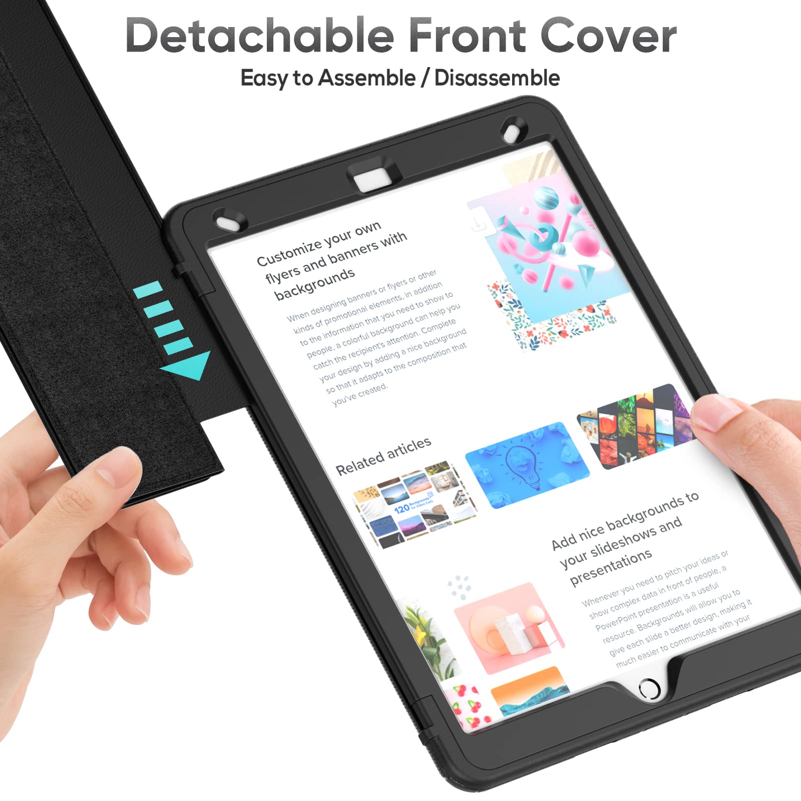 SEYMAC Case for iPad 9th/8th/7th Generation Case, iPad 10.2 Case, Sturdy Heavy Duty Shockproof Protection Folio Stand Case with Smart Cover Auto Sleep/Wake for iPad 10.2 Inch, Black