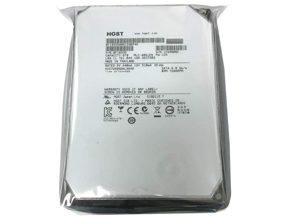 HGST Ultrastar HE6 HUS726060ALA640 (0F18335) 6TB 7200RPM 64MB Cache SATA 6.0Gb/s 3.5inch Enterprise Hard Drive - w/3 Year Warranty (Renewed)