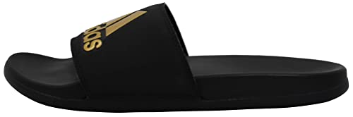 adidas Women's Adilette Comfort Slides, Core Black/Gold Metallic/Core Black, 6