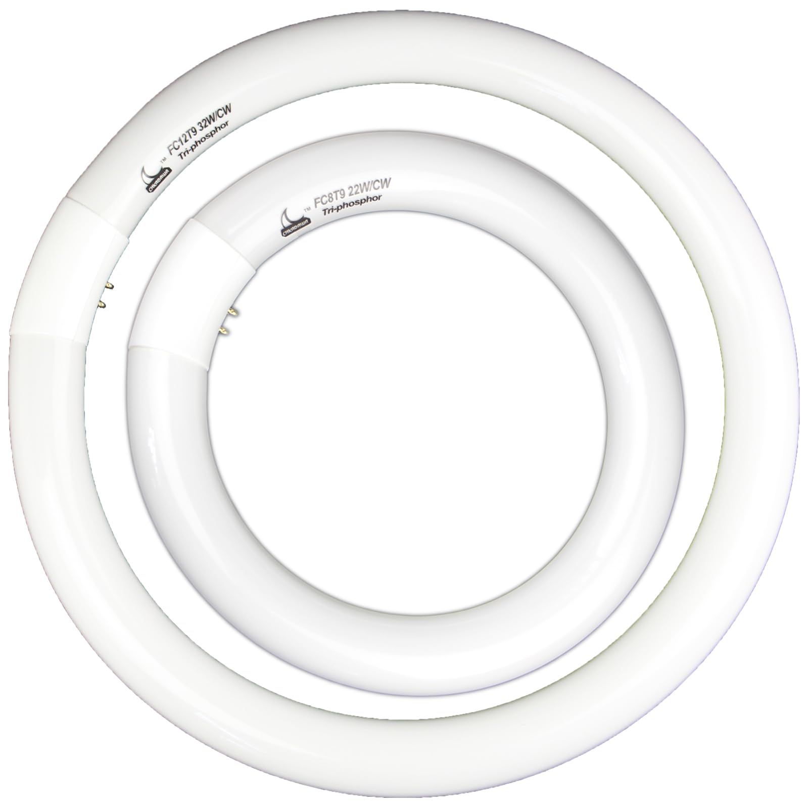 FC8T9/CW 22W and FC12T9/CW 32W Cool White Round Fluorescent Light Bulb Set, 8 inch T9 22 Watts & 12 inch 32 Watts Circular Bulbs Pack, Circline Kitchen and Bath Light Bulbs, CRI 80, 4100K, G10q Prong
