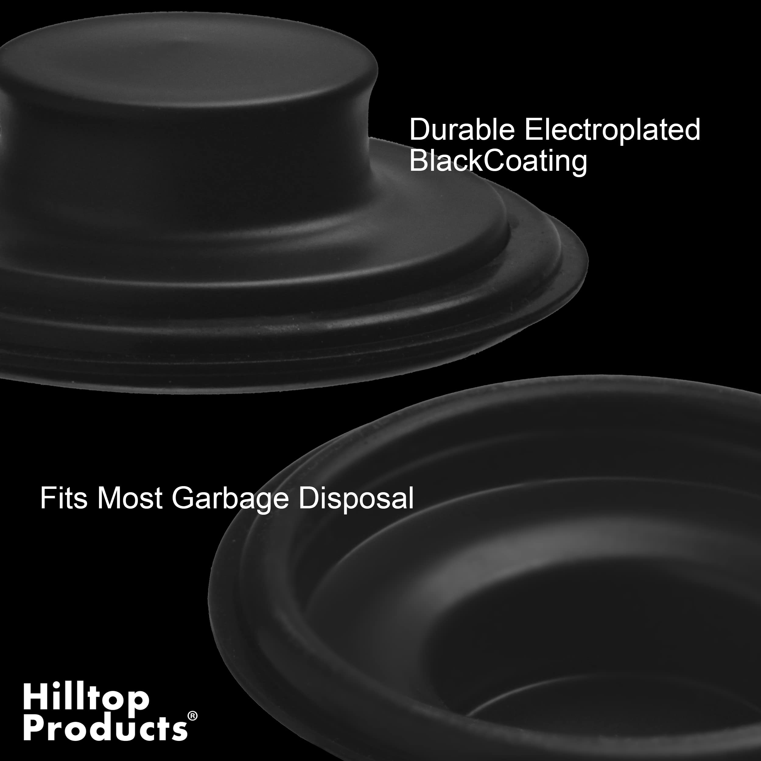 3 3/8 inch (8.57Cm) - Black Kitchen Garbage Disposal Plug Sink Stopper Stainless Steel Fits Standard Kitchen Drain with Garbage Disposal Size of 3 1/2 Inch (3.5 Inch) Diameter - Electroplated Coated