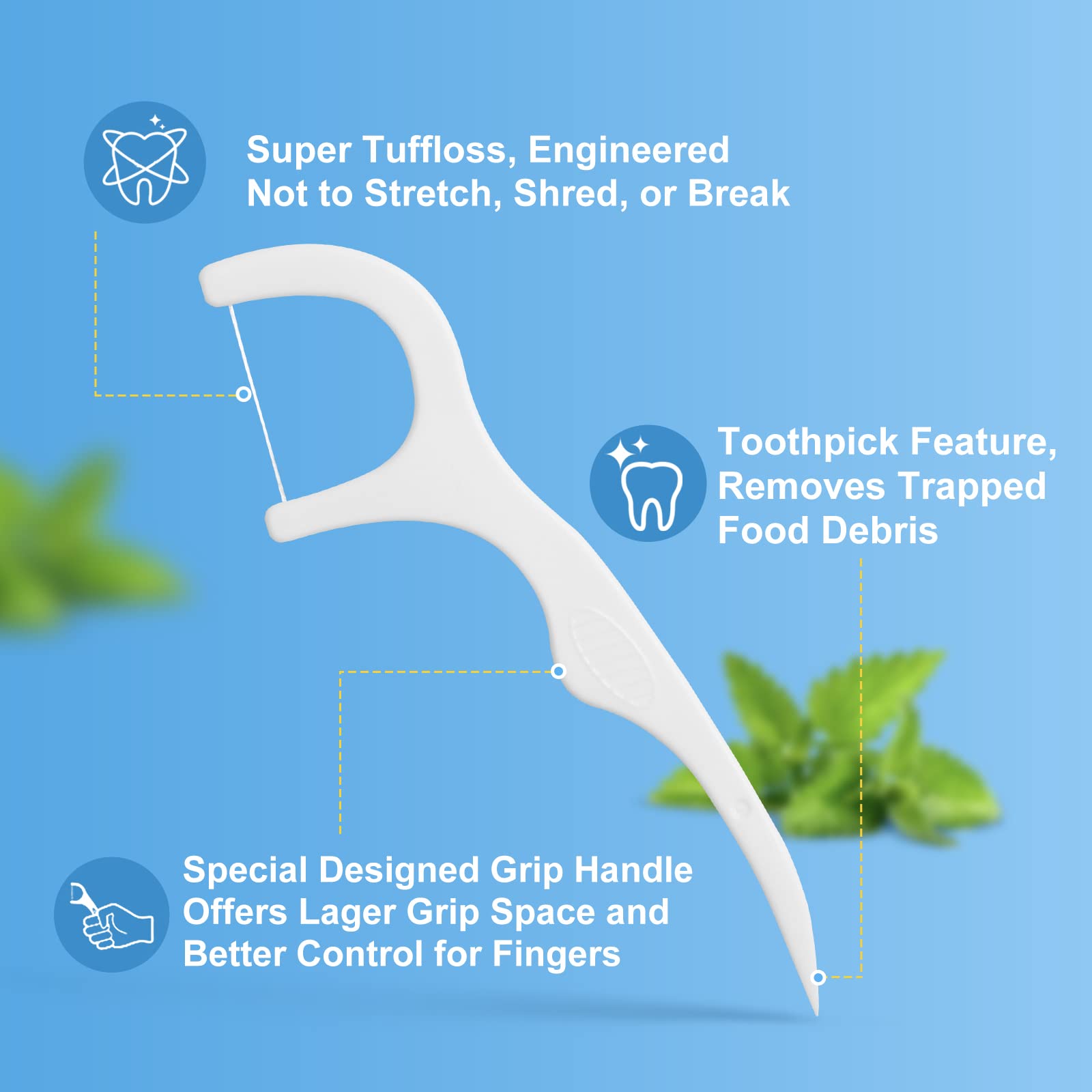 500 Count Mild Mint Dental Floss Picks Great Value Family Pack, BPA Free Flossers for Adults, Tooth Picks Flossers with Toothpicks, 100 Count Bag (Pack of 5)