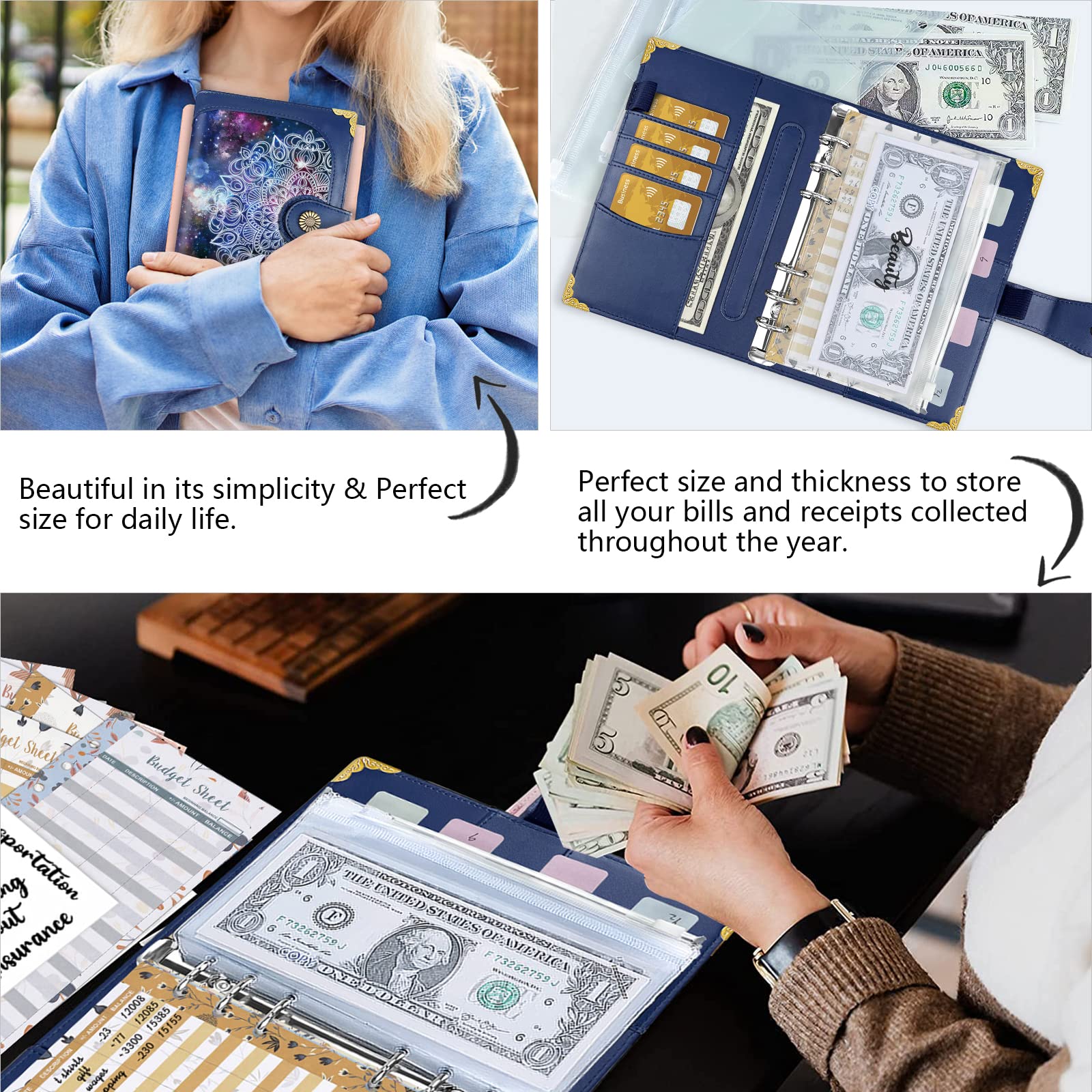 38 pcs Budget Binder - A6 Budget Binder with Cash Zipper Envelopes for Money Budgeting Organizer, Saving Money Organizer, Cash Stuffing Envelopes Binder