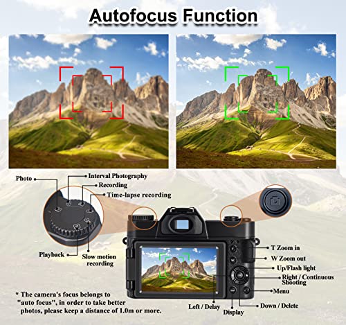 ISHARE Digital Camera for Photography 48MP Vlogging Camera, 4K Video Camera for YouTube with WiFi, 3.0 Inch Flip Screen, 16X Digital Zoom Camcorder with 32GB Micro Card