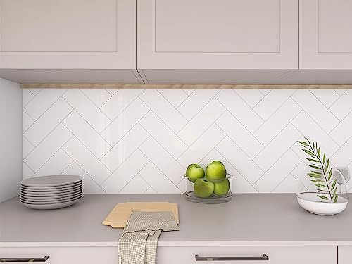Avant Decor | Sample Tile | Stone Composite Subway Solid Color Tiles | Peel and Stick Kitchen Backsplash Tiles | Wall Tiles | 4β x 12β | Bex Metro Glossy Cotton