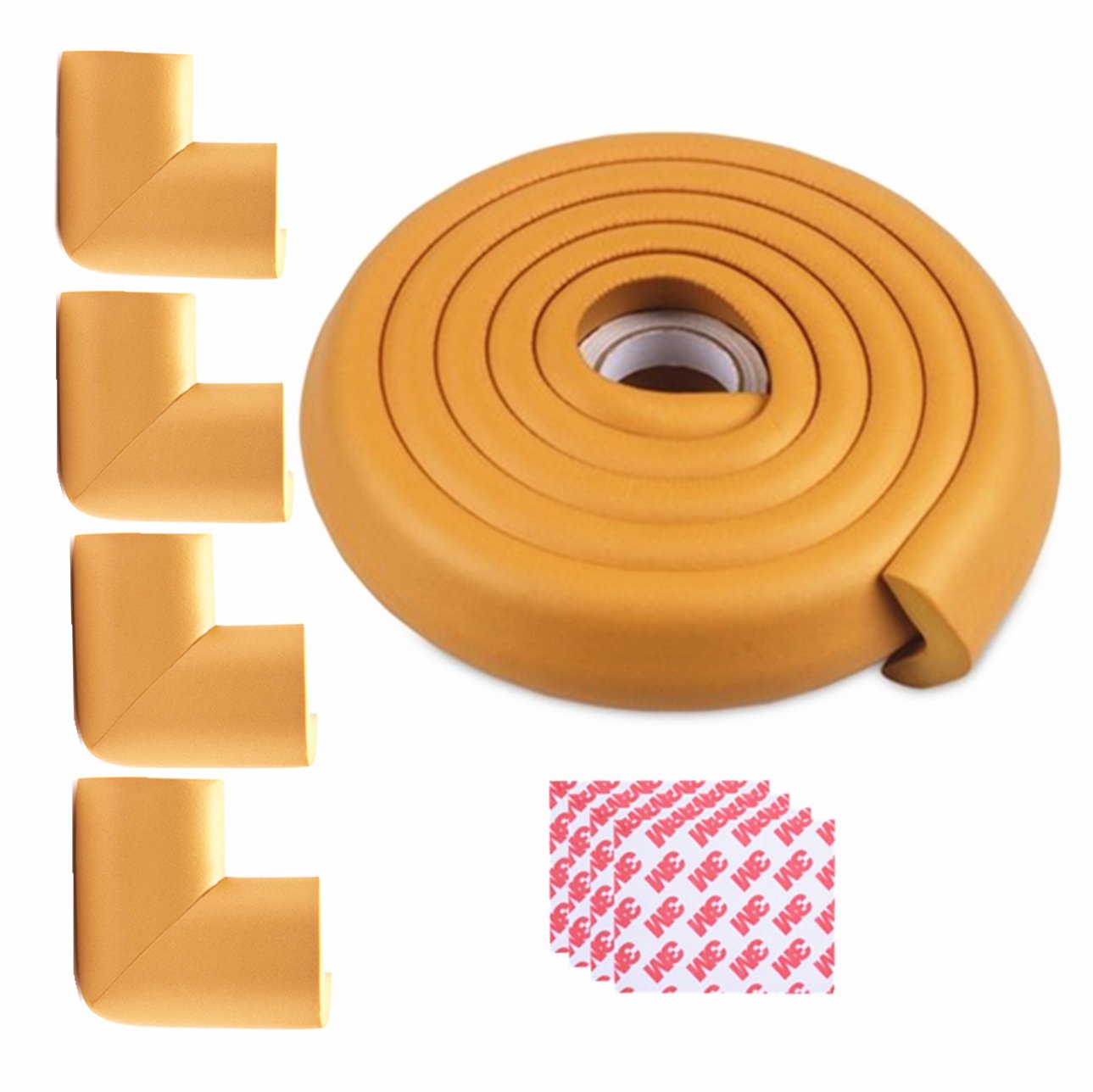 HiCat Safe Edge and Corner Guards Cushion Protector Furniture Safety Bumpers Baby Proof Table Protection 6.56ft Edge and 4 Corners, Thick Anti-Collision Soft Bumper (Wooden)