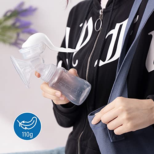 Elfzone Manual Breast Pump, Adjustable Suction Silicone Hand Pump Breastfeeding, Small Portable Manual Breast Milk Catcher Baby Feeding Pumps & Accessories, White, Mothers Day Gifts