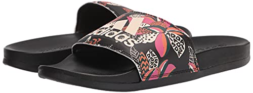 adidas Women's Adilette Comfort Slides Sandal, Core Black/Wonder White/Core Black, 6
