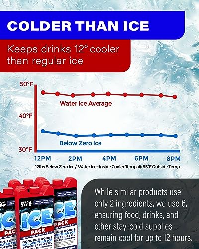 Below Zero Reusable Ice Packs for Large Coolers and Lunch Bags – Patent Pending Coldest and Longest Lasting Technology, Upto 8 Hour Cooling Ice Gel Pack - Factory Sealed – 6 Pack Small