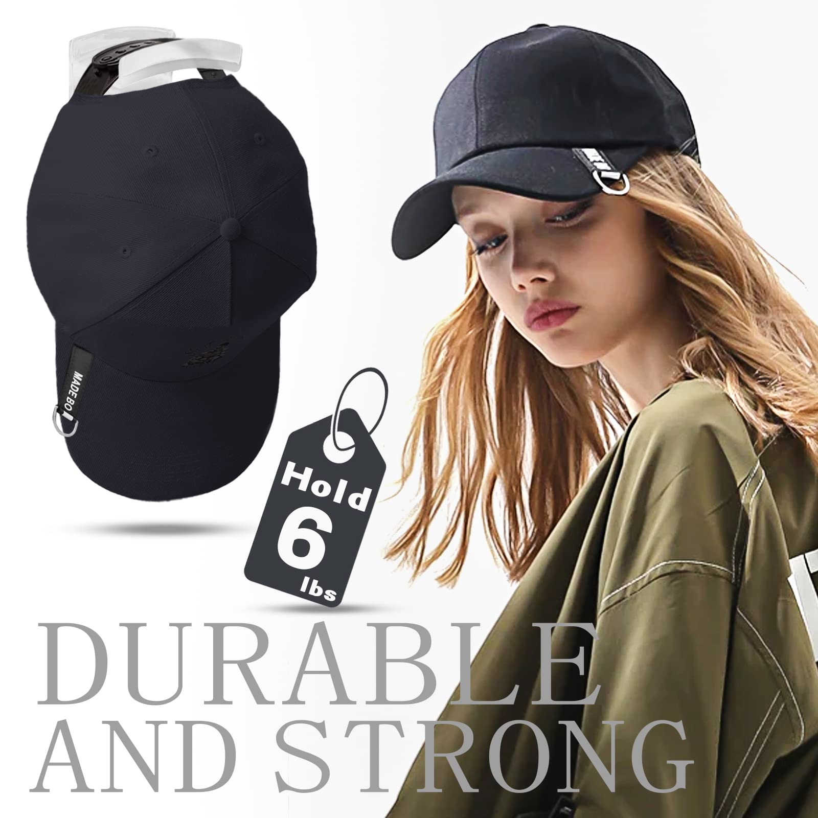 Diamerd Hat Rack for Wall (14-Pack) - Headband Holder for Disney Mickey Ear, Adhesive Hat Hooks, No Drilling Hat Organizer Cowboy Hat Holder, Strong Hat Hanger for Closet (Transparent)