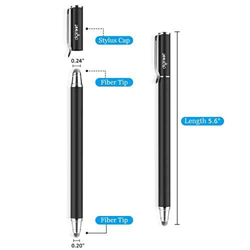 Stylus Pens for Touch Screens, Digiroot Upgraded High Sensitivity 0.2" & 0.24" Fiber Tip Stylus for All Capacitive Touch Screen Devices, 8 Extra Replaceable Tips (4 Pcs, Black/White/Blue/Rose Gold)…