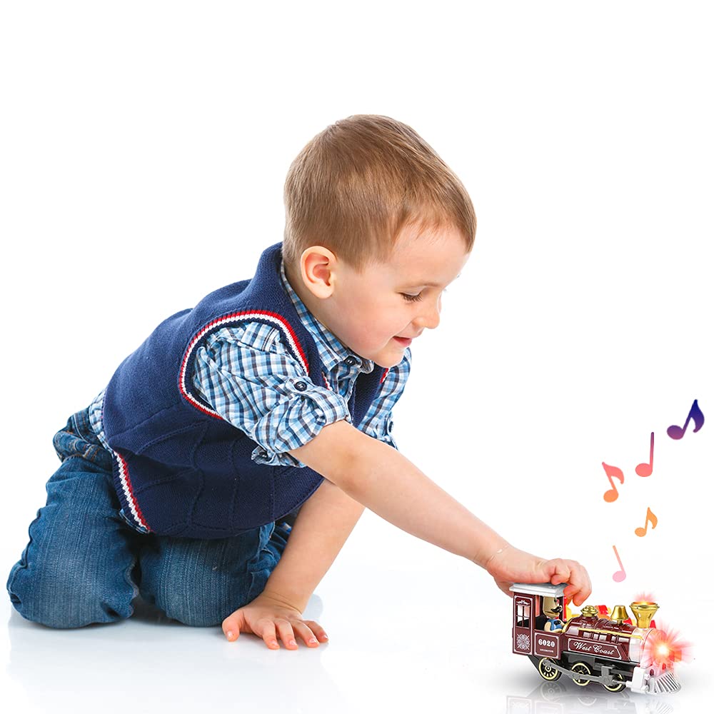 ArtCreativity Pull Back Train Toys for Kids, Set of 2, Diecast Metal Train with Sound Effects and Pullback Action, Choo Choo Trains for Boys and Girls, Great Birthday Idea