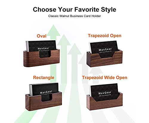 MaxGear Wood Business Cards Holder for Desk Business Card Display Holder Desktop Stand for Office, Tabletop - Rectangle