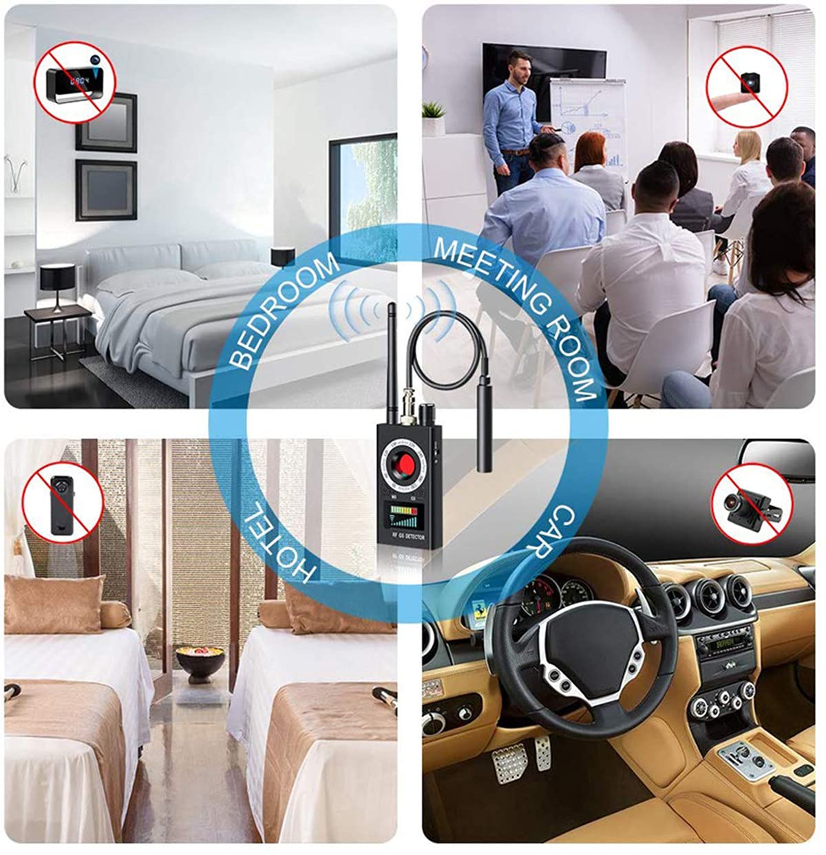 Hidden Camera Detectors, Bug Detector, Anti Spy Detector, GPS Detector, RF Signal Scanner Device Detector for Wireless Audio Bug Camera Detector Finder