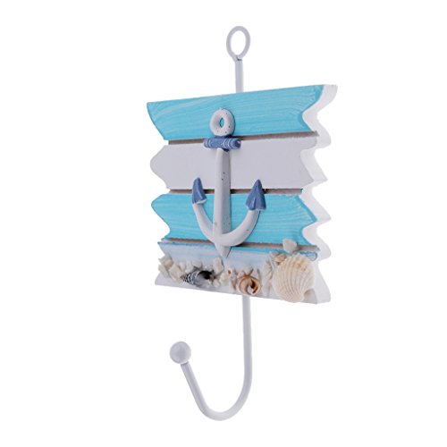 Jili Online Beach Themed Wall Hooks Towel Hat Coat Hangers Rustic Wall Nautical Decorative Hangers - Anchor, 16.5 x 11cm