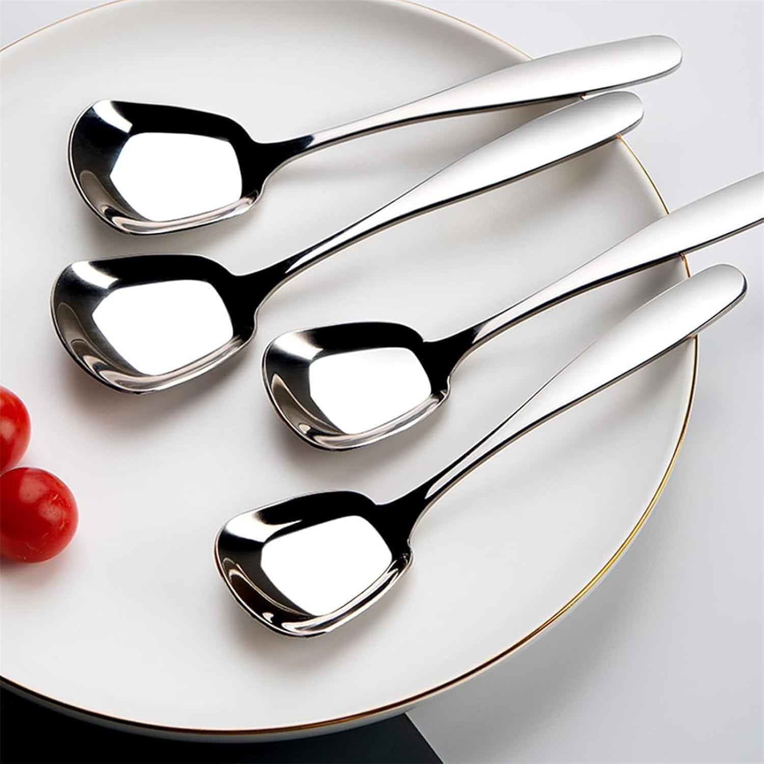 5pcs square head stainless steel spoon, stainless steel measuring spoon, dessert spoon, square head spoon, square sugar spoon