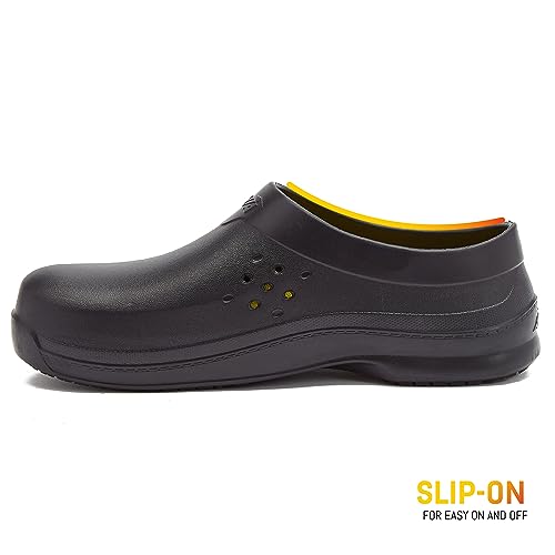 Avia Flame Men's Clogs, Slip Resistant Shoes for Men Food Service, Non Slip Restaurant and Chef Shoes Men Slip Resistant for Kitchen Work or Nursing - Black, 14 Medium