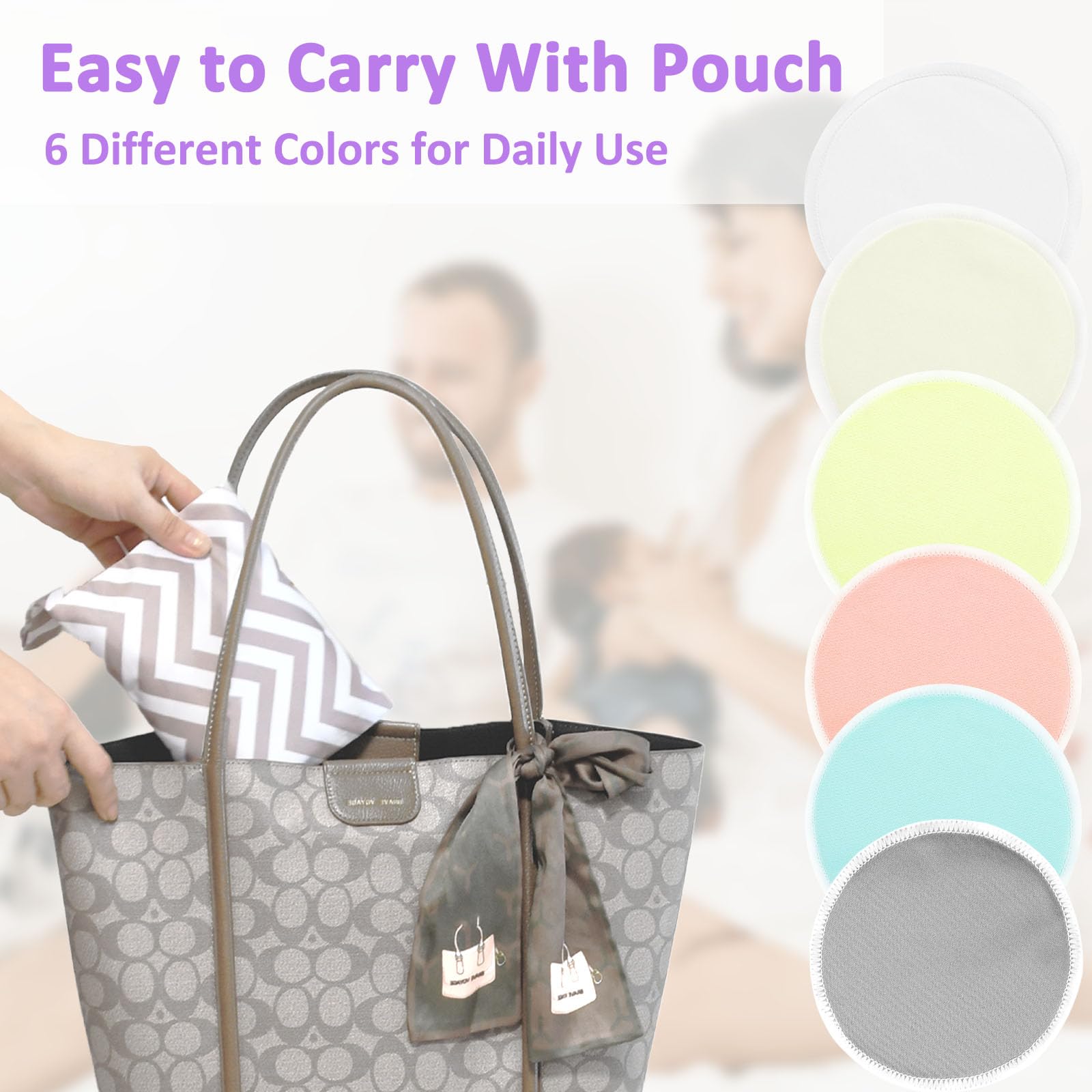 Beieverluck 48 Pack Reusable Nursing Breast Pads with Wash Bag Breastfeeding Nipple Pads for Maternity Washable Breast Pads for Breastfeeding