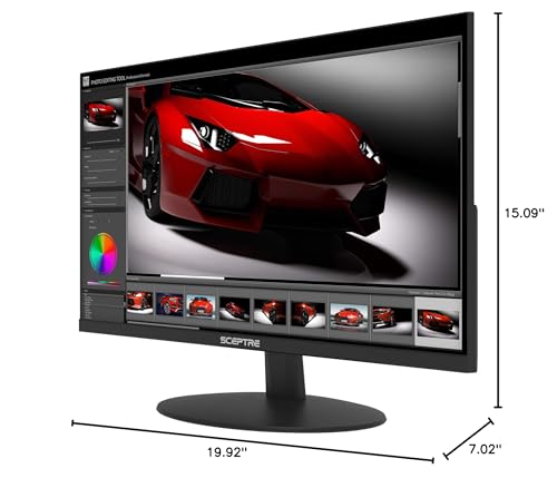 Sceptre E225W-19203R 22" Ultra Thin 75Hz 1080p LED Monitor 2X HDMI VGA Build-in Speakers & Logitech MK345 Wireless Combo – Full-Sized Keyboard with Palm Rest and Comfortable Right-Handed Mouse