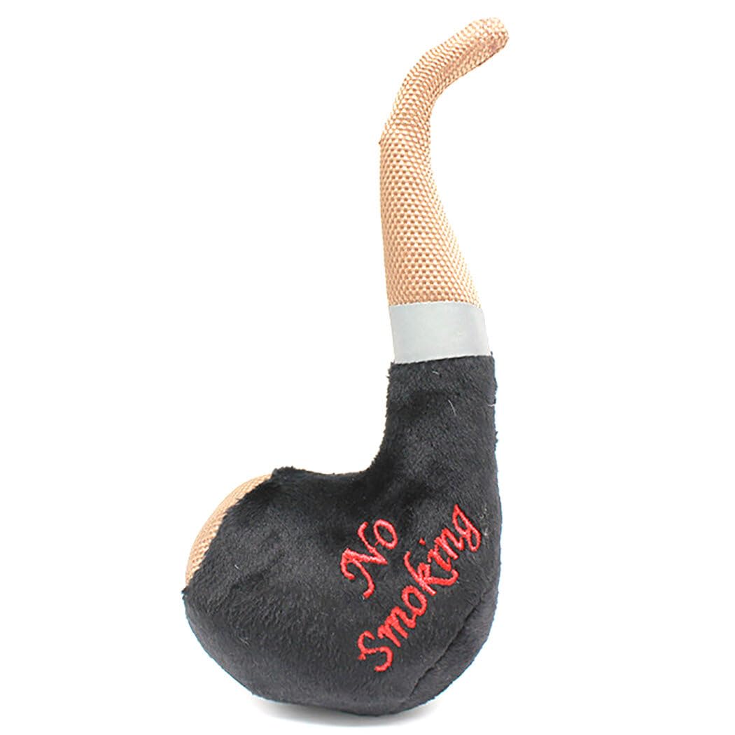 Chewtoyo Pet Teething Decorative Tobacco Pipe Toy Interactive: Stuffed Squeaky Biteproof Funny Chewers for Dog Tooth Cleaning, Coffee357