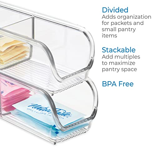 iDesign Plastic Packet Organizer Kitchen Storage Containers for Sugar, Salt, Pepper, Sweeteners, Tea Bags, Spices, The Linus Collection, 1 Count (Pack of 1), Clear