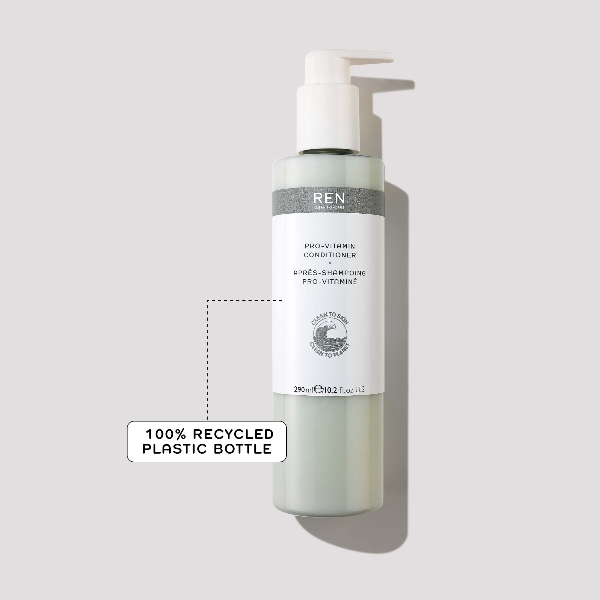 REN Clean Skincare Pro-Vitamin Hair Conditioner - Deeply Hydrating, Silicone-Free Conditioner for Normal Hair, 10.2 Fl Oz