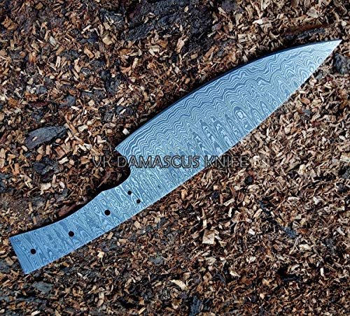 JNR Traders Forged Damascus Steel Chef Knife Blank Blade for Knife Making Diy Professional Kitchen Knives Blanks 10.50" Jnr6045Ld