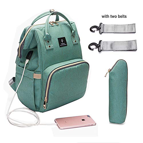 SUXCGE Baby Diaper Bag With USB Interface Large Capacity Waterproof Nappy Bag Kits Mummy Maternity Travel Backpack Nursing Handbag Grey