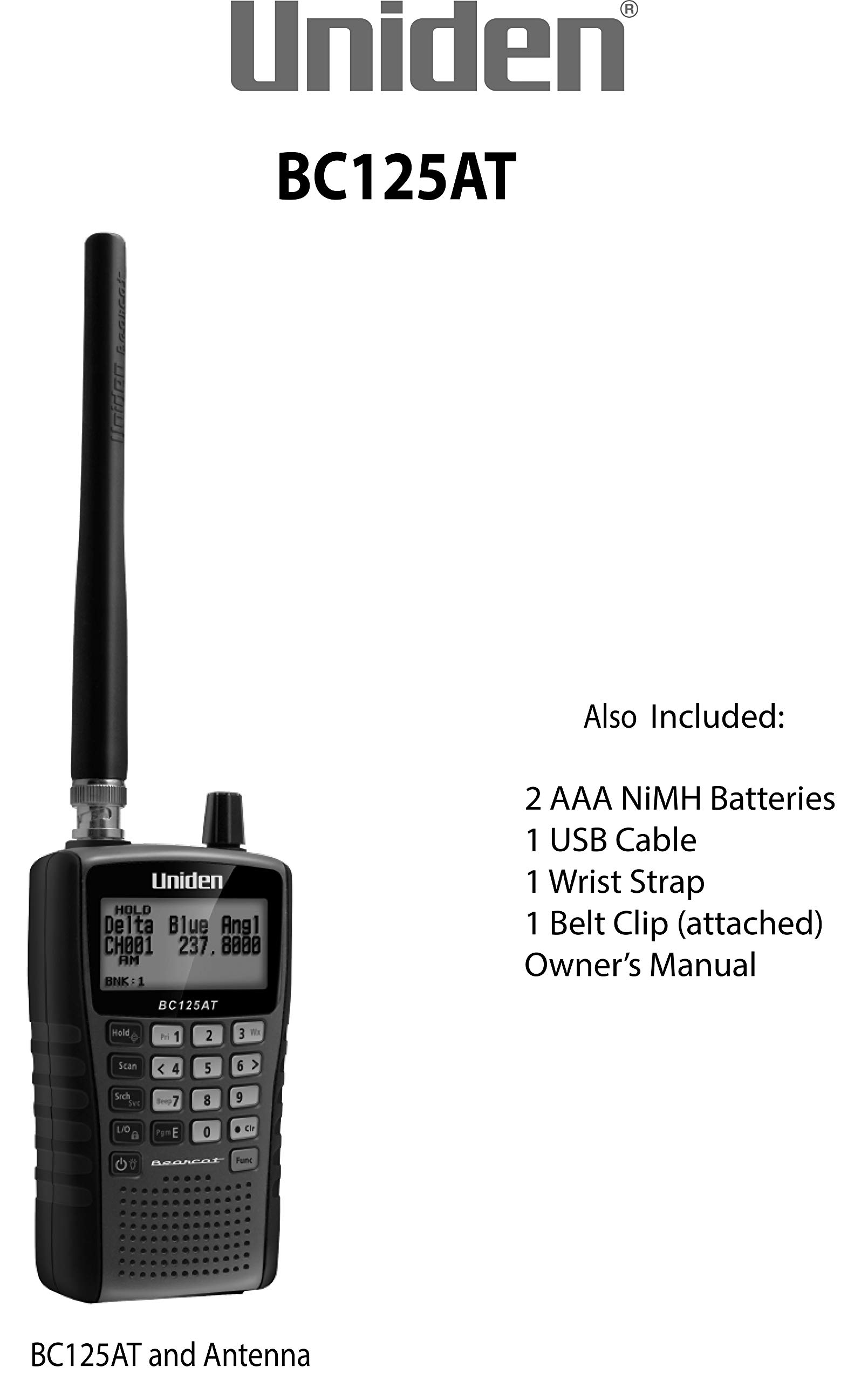 Uniden Bearcat BC125AT Handheld Scanner, 500 Alpha-Tagged Channels, Lightweight, Portable Design. & Koss QZ-99 Noise Reduction Stereophone
