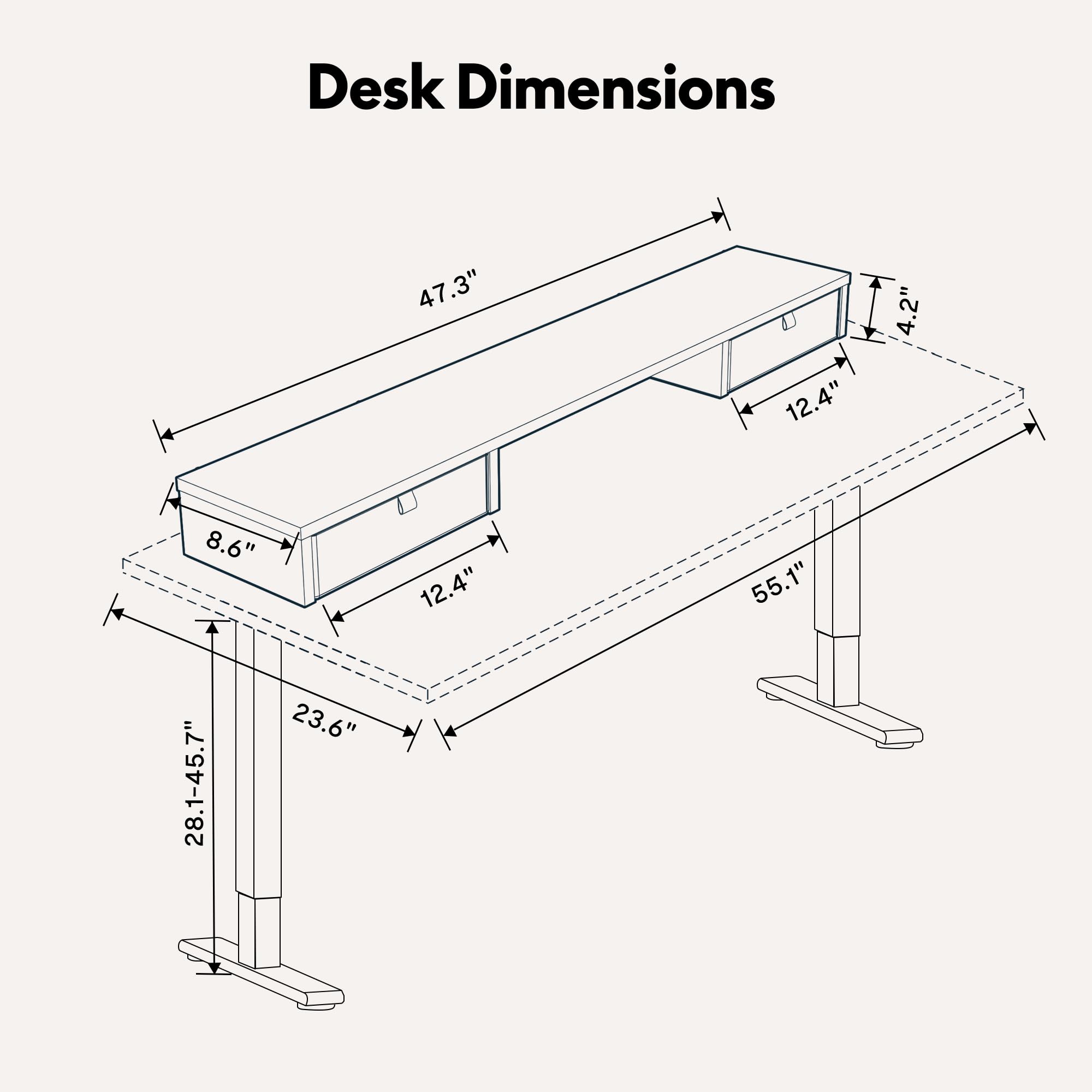 FLEXISPOT Electric Standing Desk with Drawer, Solid One-Piece Adjustable Height Desk with Storage Shelf, Ergonomic Monitor Stand for Computer Laptop (Black Frame/Black Top, 55 inch)