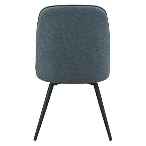 OSP Home Furnishings Penton Swivel Chair with Padded Seat and Black Legs 2-Pack for Dining or Home Office Use, Navy Blue Faux Leather