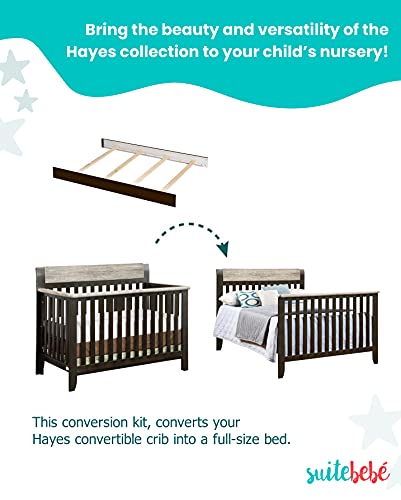 Suite Bebe Hayes 4 in 1 Convertible Crib, Coffee and Faux Barnwood - Quick Ship