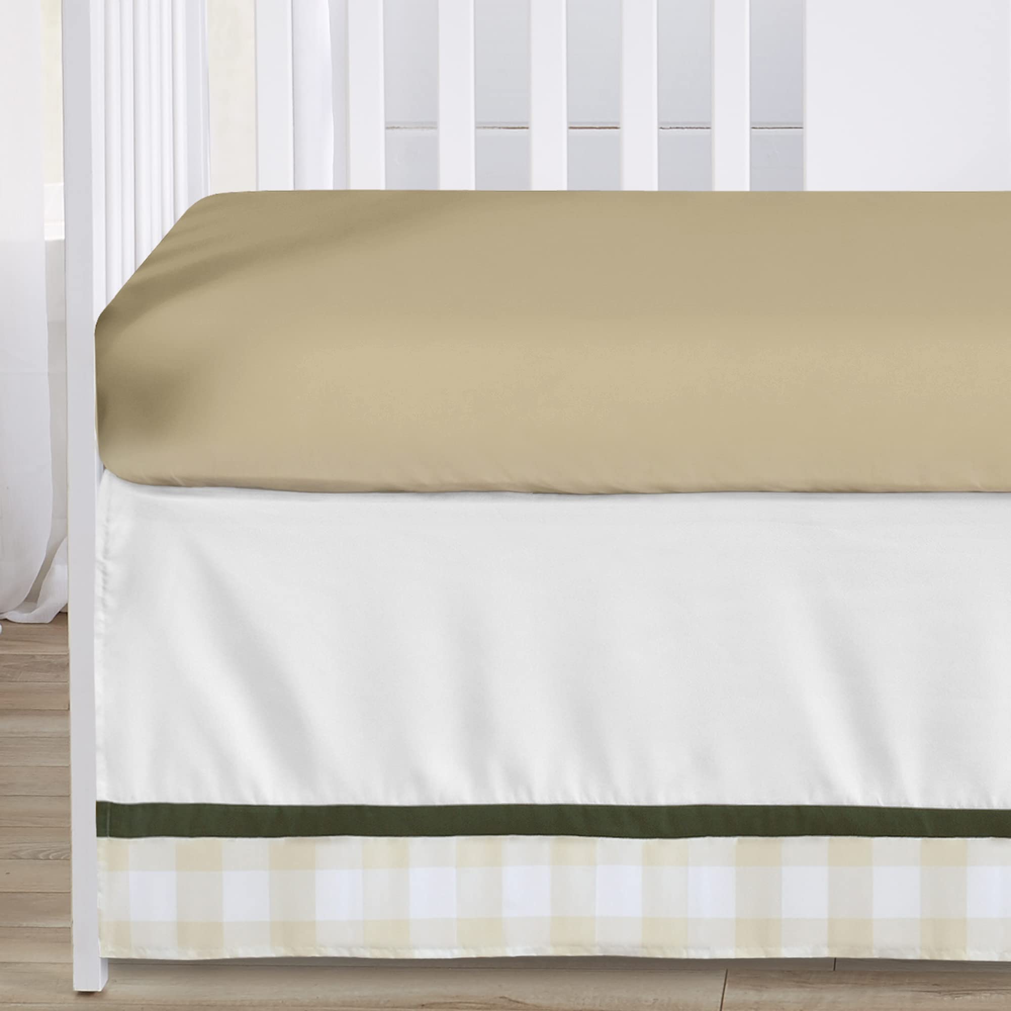 Sweet Jojo Designs Green and Beige Deer Buffalo Plaid Check Woodland Camo Baby Boy Crib Bedding Set - 4 pieces - Rustic Camouflage