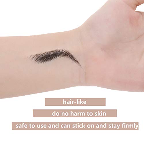 6 Sheets 4D Hair-Like Waterproof Eyebrow Tattoos Stickers Eyebrow Transfers Stickers Temporary Brow Tattoo Peel Off Grooming Shaping Eyebrow Sticker in Arch Style, 66 Pairs Black (High Arch Eyebrow)