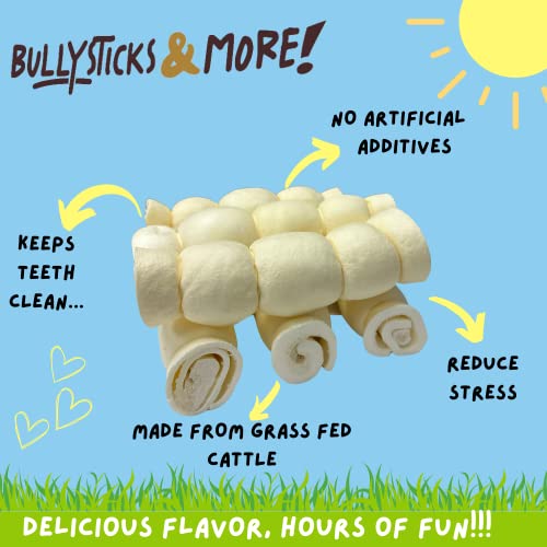 BULLYSTICKS & MORE Beef Cheek Rolls for Dogs (10-12" Extra Thick - 3 Count) - Beef Cheek Bones for Dogs - Dog Parents Choice - Premium No Hide Rolls