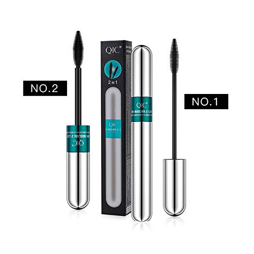 3PCS 4D Silk Fiber Lash Mascara,2 in 1 Mascara Thrive Liquid For Natural Lengthening And Thickening Effect,no clumping Superstrong Waterproof Mascara for Long-Lasting,Beauty Charming Eye Make up
