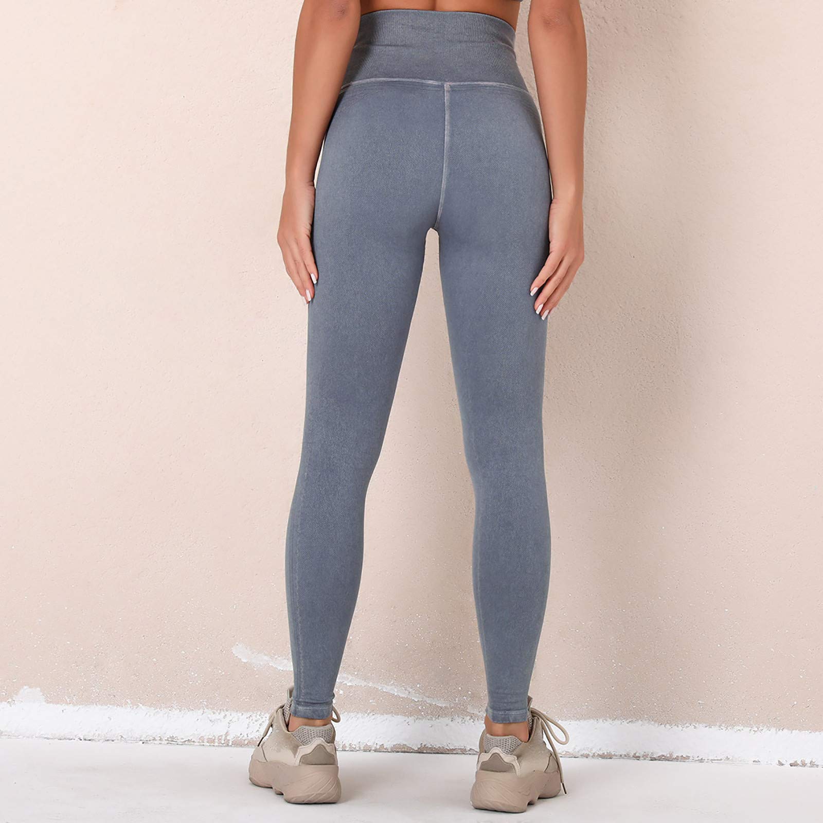 Bblulu Women's Hight Waisted Stretch Ripped Skinny Yoga Pants Solid Distressed Pants Non See Through Workout Running Tights