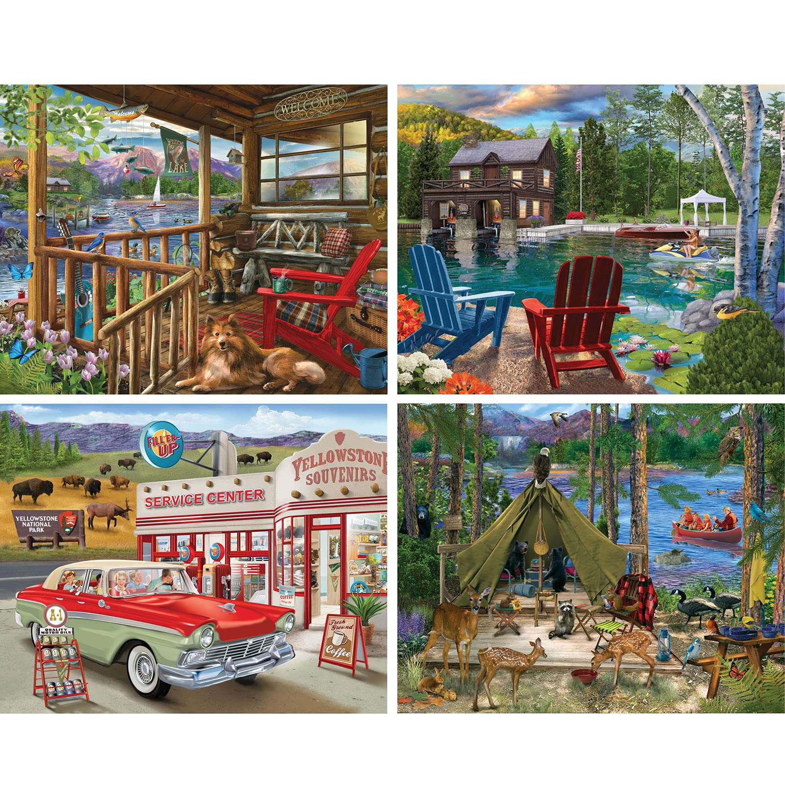 Bits and Pieces β 4-in-1 Multi-Pack 500 Piece Jigsaw Puzzles for Adults β Jigsaw Puzzle Set Bundle by Bigelow Illustrations, Completed Puzzle Size: 16" x 20"