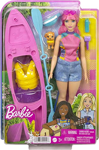 Barbie It Takes Two Doll & Accessories, Playset with Kayak, Puppy & Accessories, Daisy Doll with Curvy Body & Pink Hair
