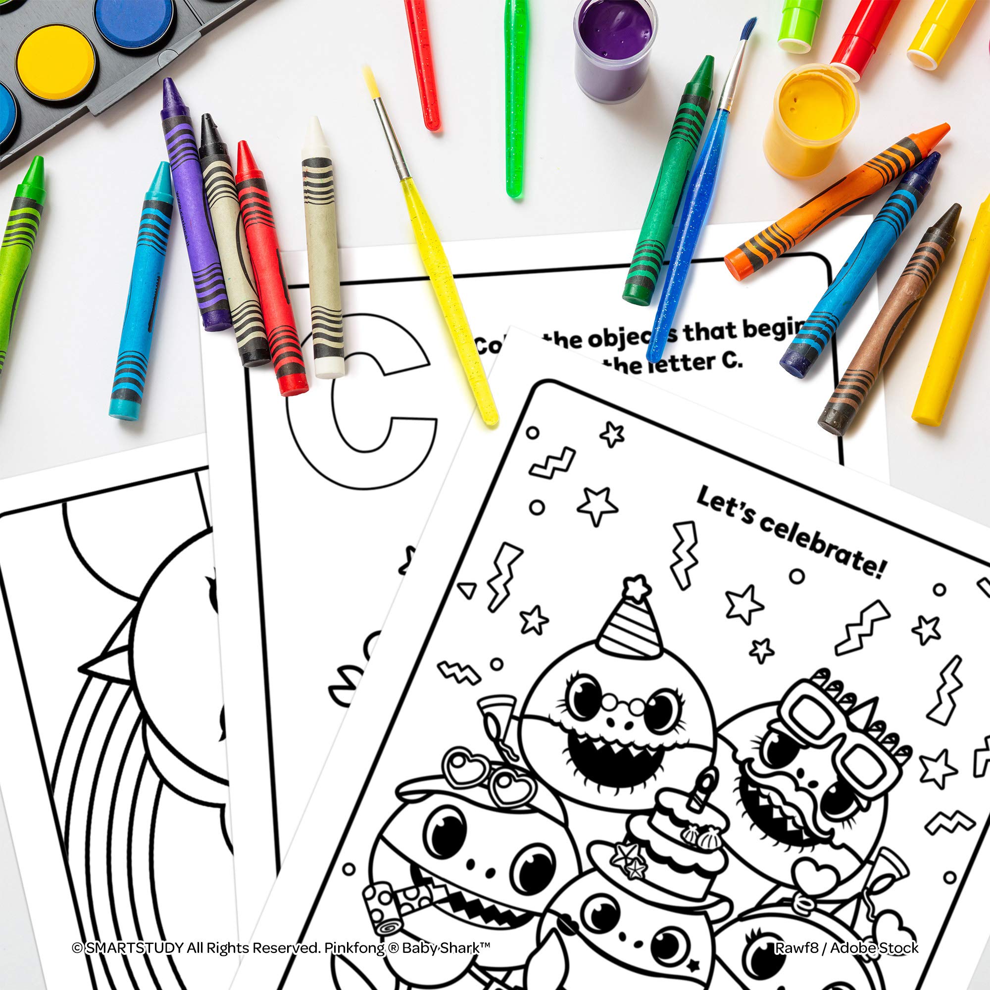 Bendon Imagine Ink Magic Ink Pictures and Game Book with Mess Free Marker (Baby Sharks)