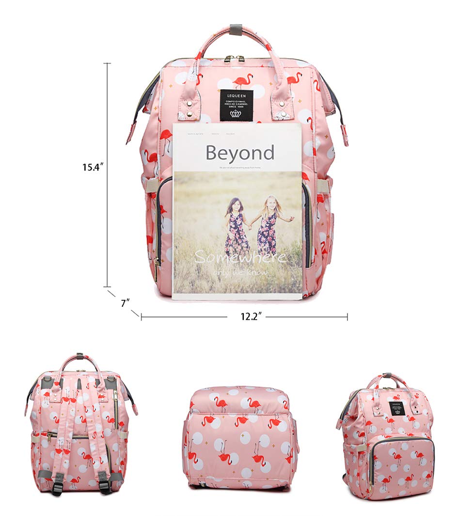 Starte Diaper Bag for Mom/Dad,Flamingo Bag for Women Waterproof Travel Backpack,Spacious Tote Shoulder Bag Organizer,Pink