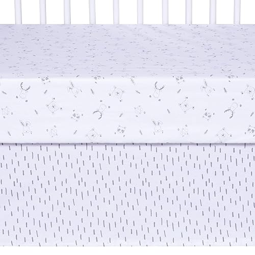 Trend Lab Peek-a-Boo Forest 3 Piece Crib Bedding Set, Gender-Neutral Color Palette, Includes Quilt, Fitted Crib Sheet and Skirt